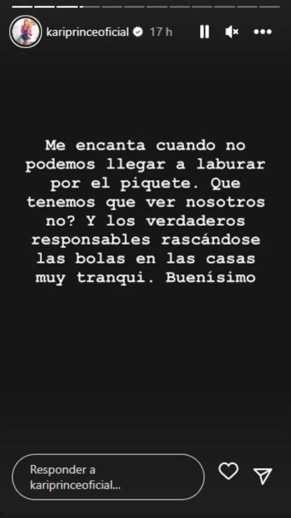 La furia de Karina La Princesita tras quedar varada en una protesta ...