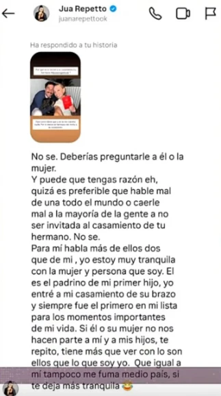 Juana Repetto expuso al culpable que la dejó fuera de la boda de su ...