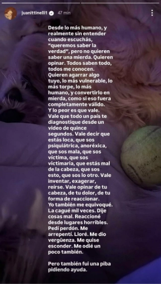 Juana Tinelli explotó tras el grave ataque a su salud mental: “Loca ...